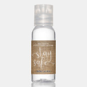 Rustic Faux Burlap Elegant Wedding Stay Safe Hand Sanitizer | Zazzle