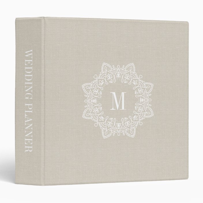 Rustic Faux Burlap Monogram Wedding Binder | Zazzle.com