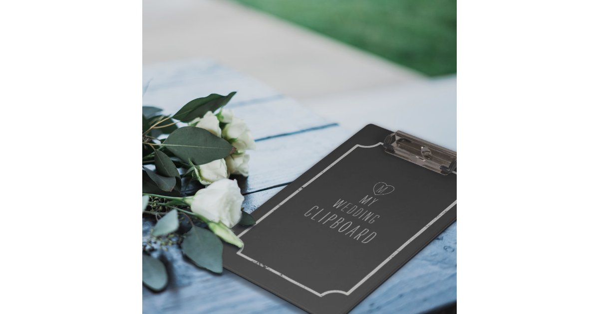 Rustic Faux Chalkboard Wedding Clipboard | Zazzle