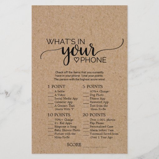 Rustic Faux Kraft Calligraphy What's In Your Phone | Zazzle