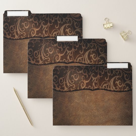 Rustic Faux Leather Brown Swirl File Folder | Zazzle.com