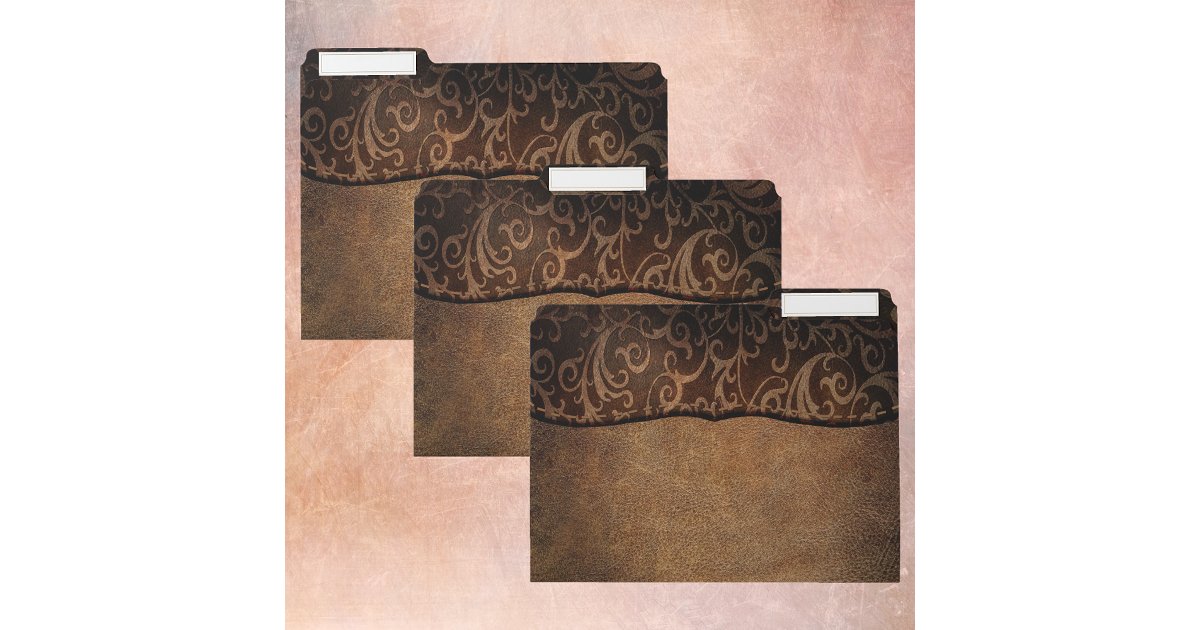 Rustic Faux Leather Brown Swirl File Folder | Zazzle