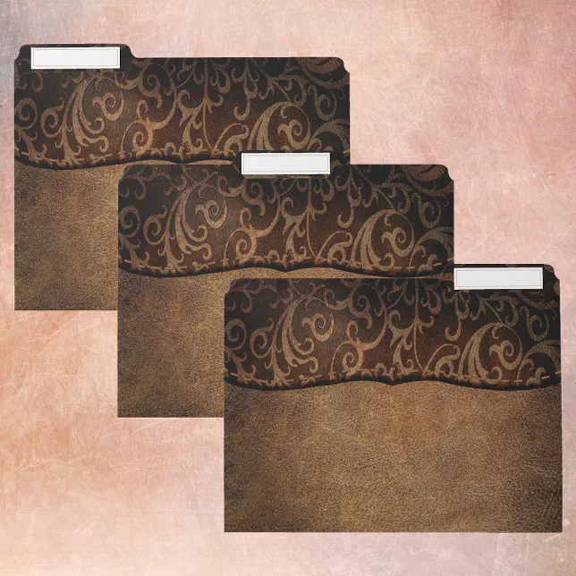 Rustic Faux Leather Brown Swirl File Folder | Zazzle