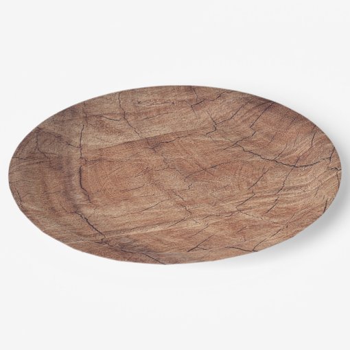 Rustic Faux Wood Disposable Paper Plates | Zazzle