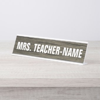 Rustic, Faux Wood Grain Pattern + Custom Name Desk Name Plate | Zazzle