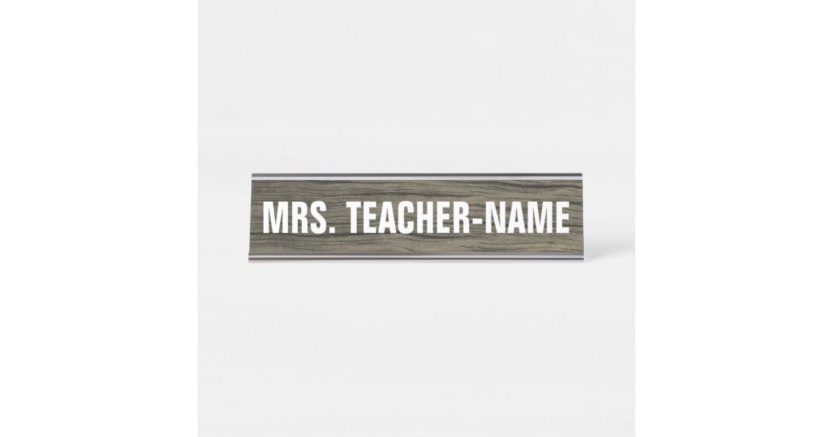 Rustic, Faux Wood Grain Pattern + Custom Name Desk Name Plate | Zazzle