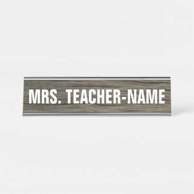 Rustic, Faux Wood Grain Pattern + Custom Name Desk Name Plate | Zazzle