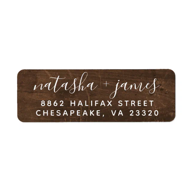 Rustic Faux Wood Wedding Return Address Label | Zazzle