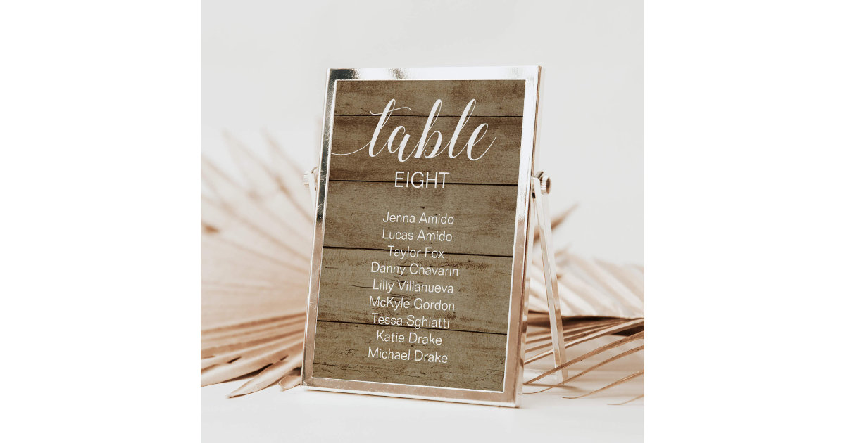 Rustic Faux Wood Wedding Seating Chart Cards | Zazzle