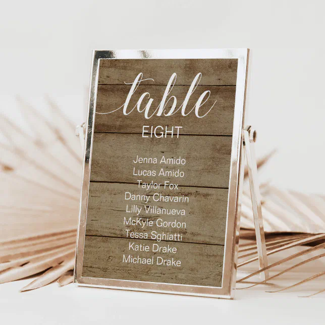 Rustic Faux Wood Wedding Seating Chart Cards | Zazzle