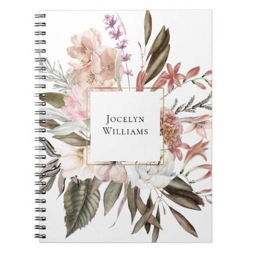 Rustic Feminine Floral Wildflowers with Name Notebook | Zazzle
