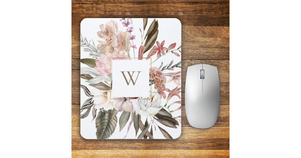 Rustic Feminine Wildflowers with Monogram Mouse Pad | Zazzle