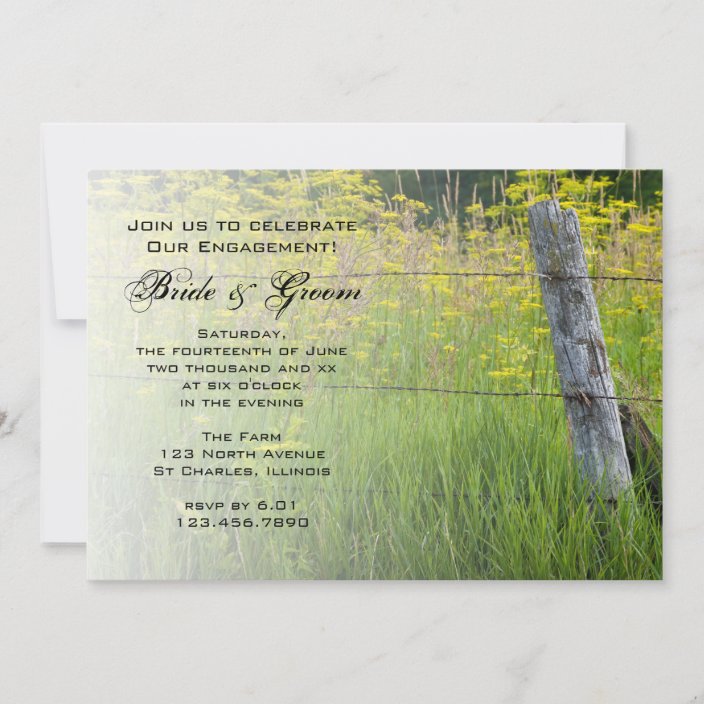 Rustic Fence Post Country Engagement Party Invitation | Zazzle.com