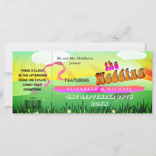 Rustic Festival Wedfest Modern Wedding Invitation | Zazzle