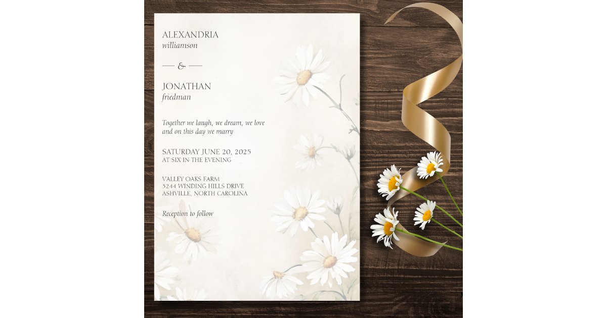 Rustic Field of Daisies Wedding Invitation | Zazzle