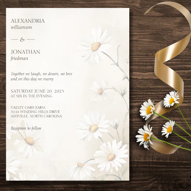 Rustic Field of Daisies Wedding Invitation | Zazzle