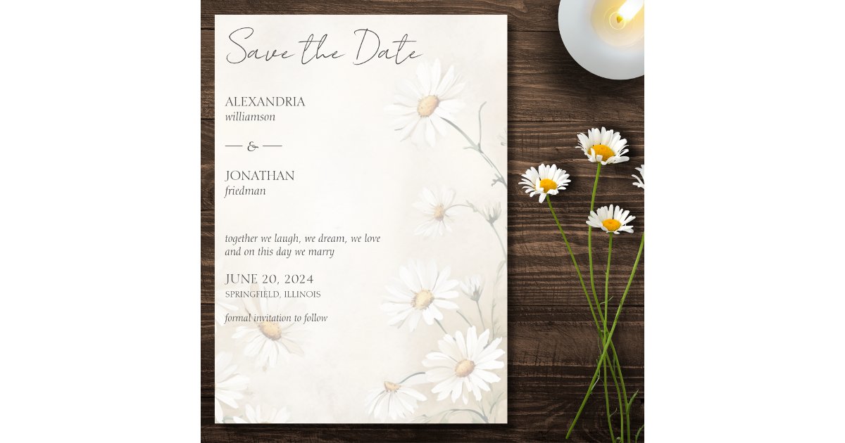 Rustic Field of Daisies Wedding Save The Date | Zazzle