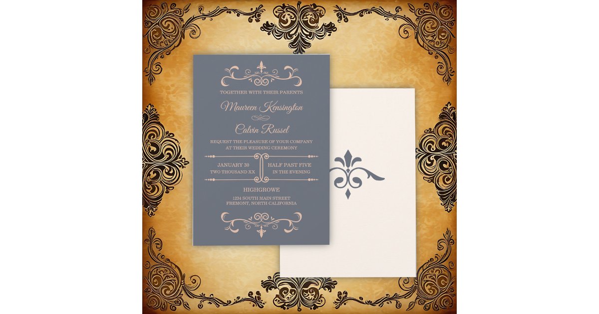 Rustic Filigree Wedding Invitation | Zazzle