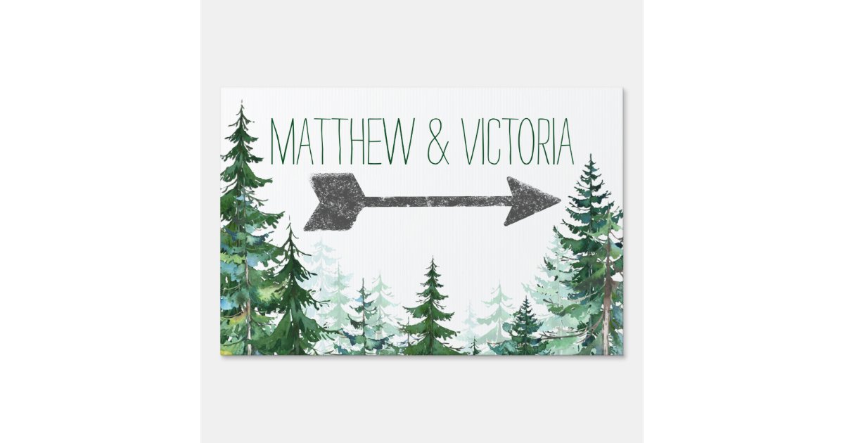 Rustic Fir Tree Wedding Sign | Zazzle