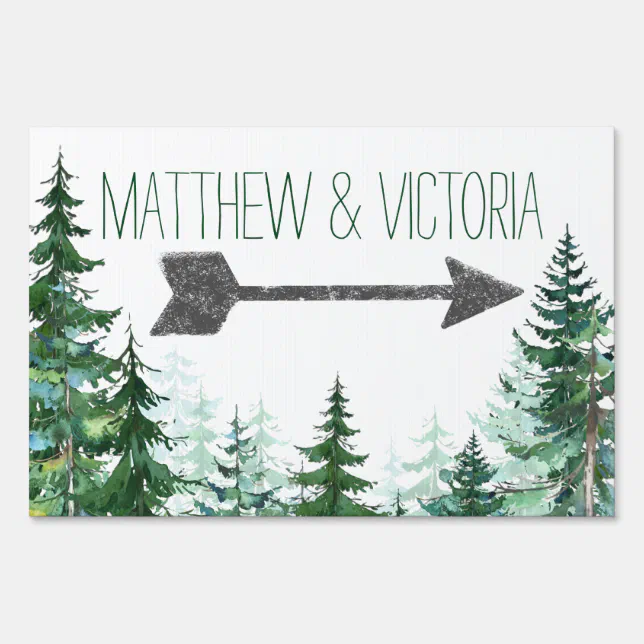 Rustic Fir Tree Wedding Sign | Zazzle