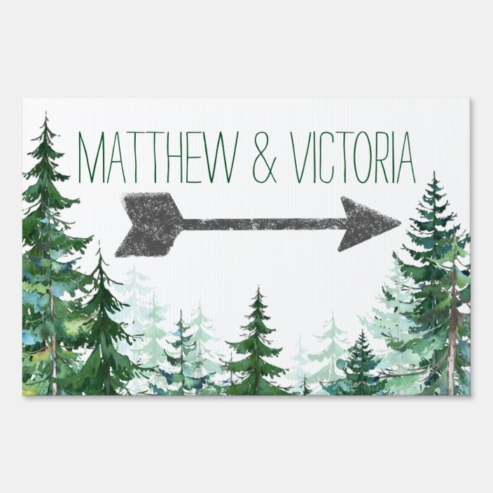 Rustic Fir Tree Wedding Sign | Zazzle.com