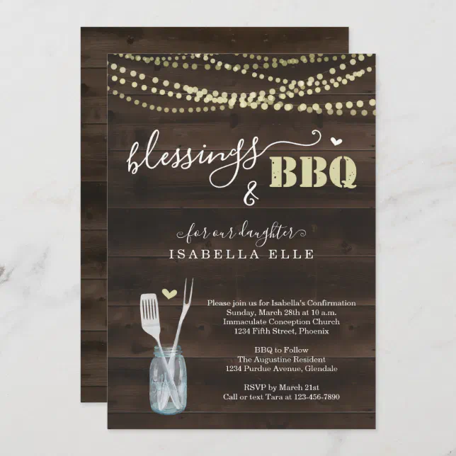 Rustic First Communion / Confirmation BBQ Party Invitation | Zazzle