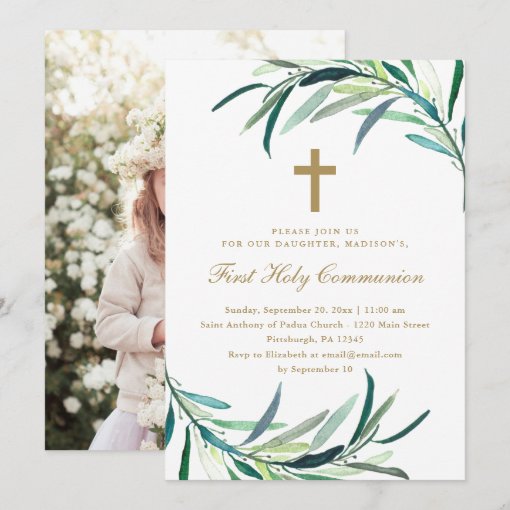 Rustic First Holy Communion Photo Invitation | Zazzle