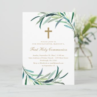 Rustic First Holy Communion Photo Invitation | Zazzle
