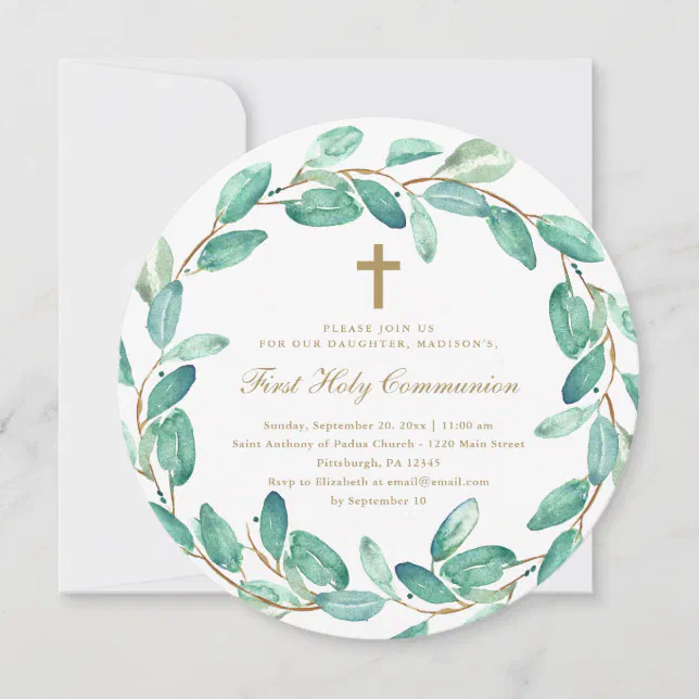 Rustic First Holy Communion Photo Invitation | Zazzle