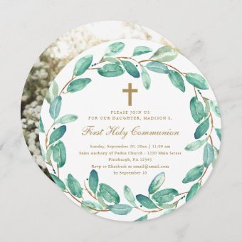 Rustic First Holy Communion Photo Invitation | Zazzle