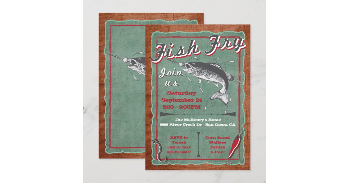 Rustic Fish Fry Party Poster Invitation | Zazzle