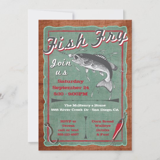 Rustic Fish Fry Party Poster Invitation | Zazzle.com