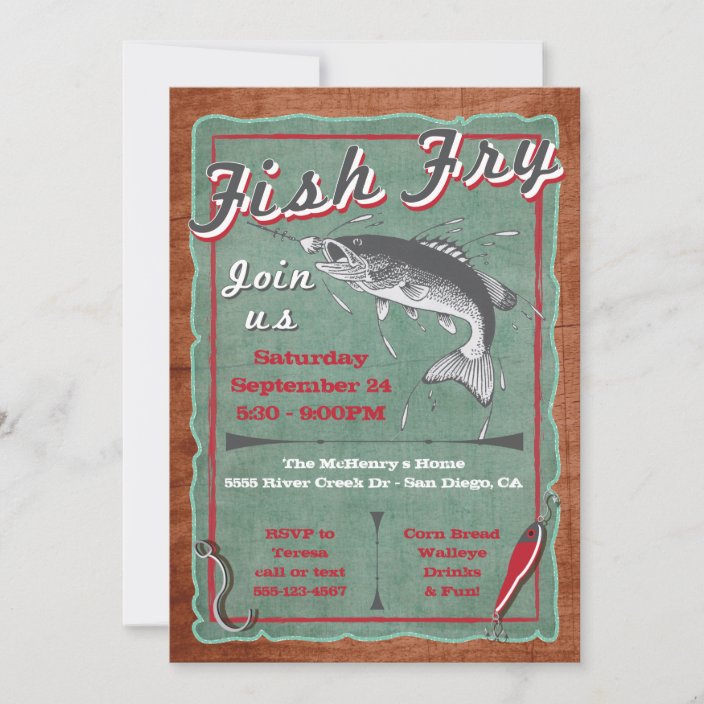 Rustic Fish Fry Party Poster Invitation | Zazzle.com