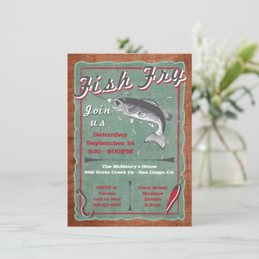 Rustic Fish Fry Party Poster Invitation | Zazzle