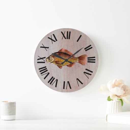 Rustic Fish Wooden Large Clock | Zazzle