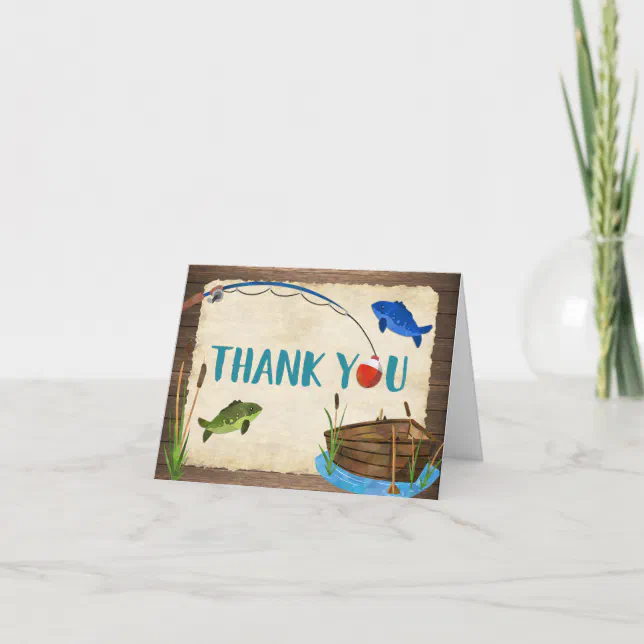Rustic fishing thank you card | Zazzle