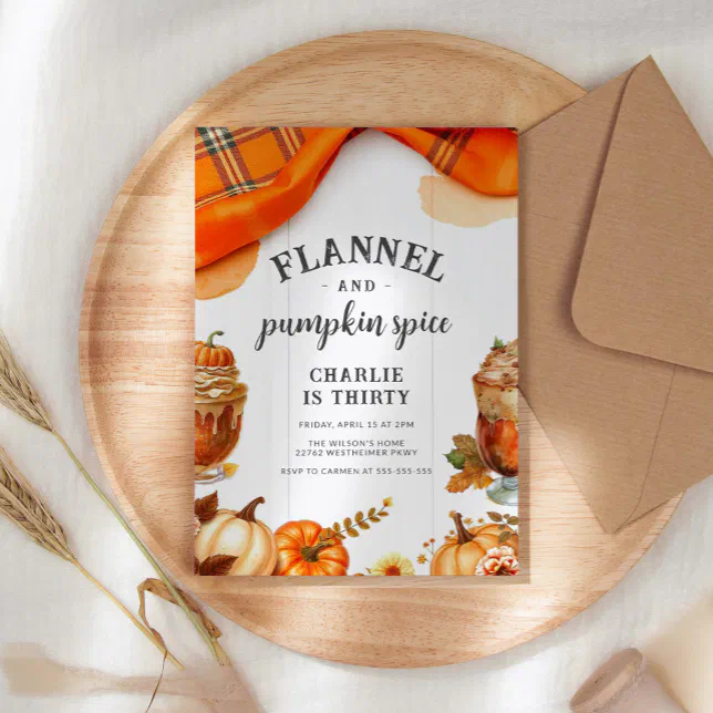 Rustic Flannel and Pumpkin Fall Birthday Invitation | Zazzle