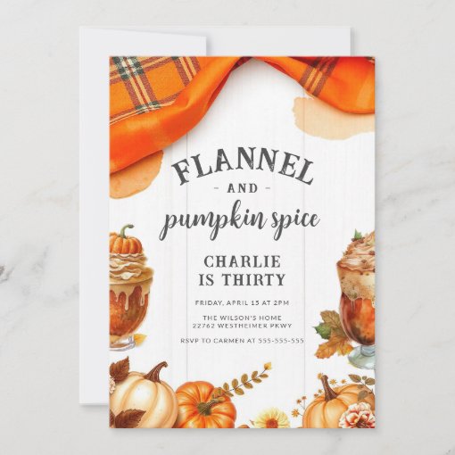 Rustic Flannel and Pumpkin Fall Birthday Invitation | Zazzle