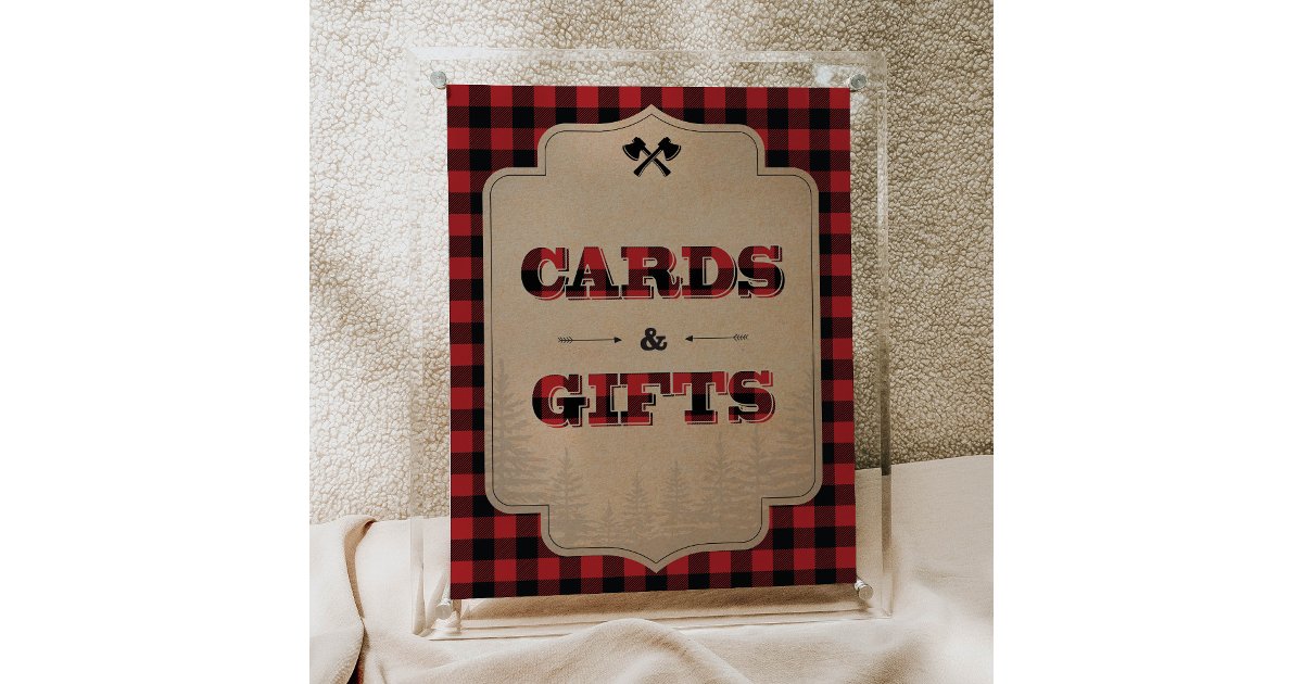 Rustic Flannel Party Cards and Gifts Sign | Zazzle