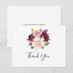 Rustic Floral and Botanical Foliage Flat Wedding Thank You Card | Zazzle