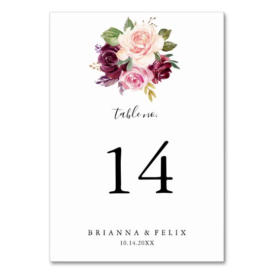 Rustic Floral and Botanical Foliage Wedding Table Number | Zazzle.com