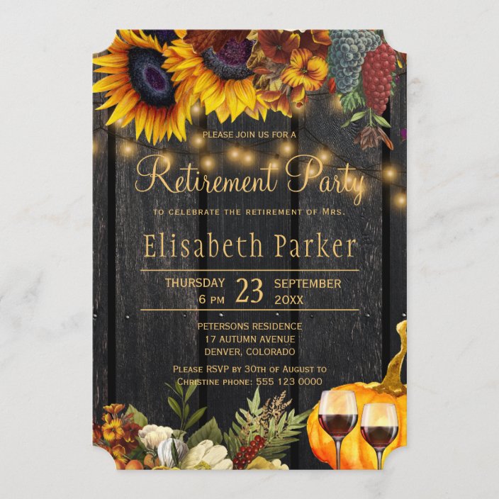 Rustic floral autumn fall elegant retirement party invitation | Zazzle.com