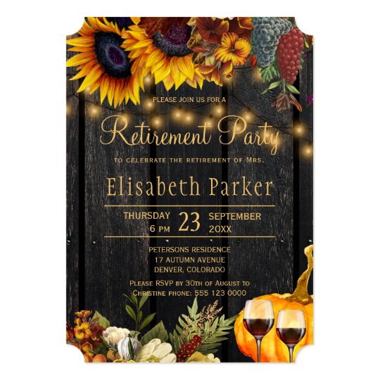 Rustic floral autumn fall elegant retirement party invitation | Zazzle.com