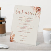 Rustic Floral Autumn Fall Wedding Bar Menu Pedestal Sign | Zazzle