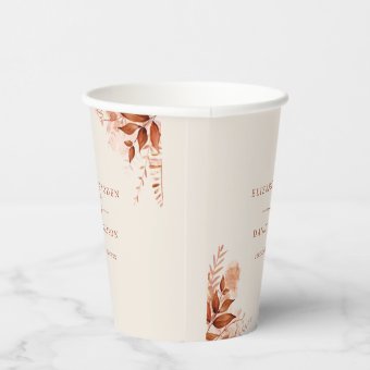 Rustic Floral Autumn Fall Wedding Paper Cups | Zazzle