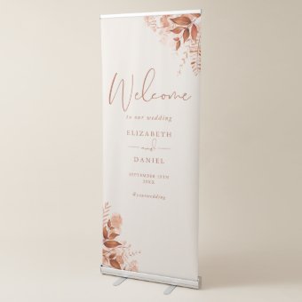 Rustic Floral Autumn Fall Wedding Welcome Retractable Banner | Zazzle