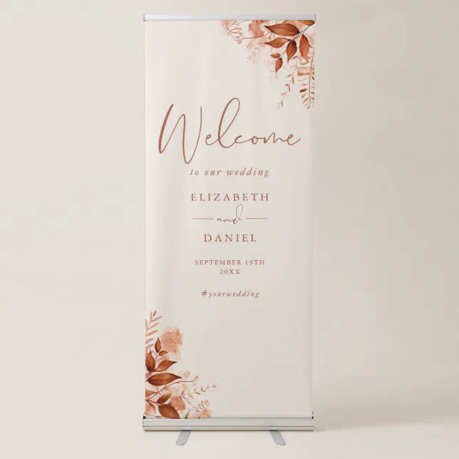 Rustic Floral Autumn Fall Wedding Welcome Retractable Banner | Zazzle
