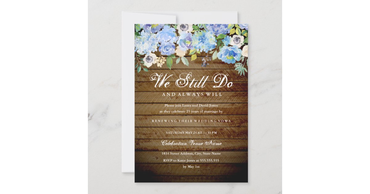Rustic Floral Backyard Vow Renewal Anniversary Invitation | Zazzle