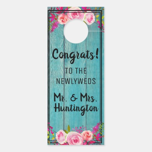 Rustic Floral Blue Barnwood Wedding Do Not Disturb Door Hanger Zazzle