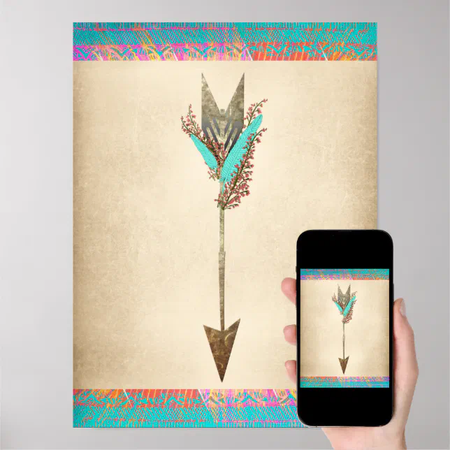 Rustic Floral Bohemian Arrow Poster | Zazzle